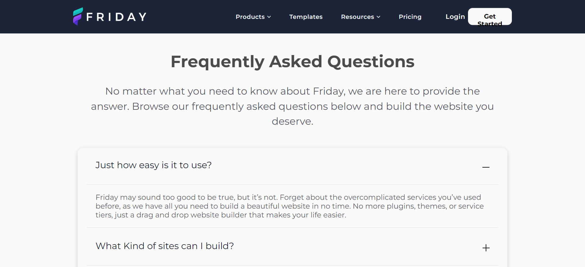 Friday Website Builder Review